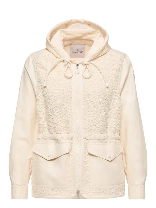Moncler Erable Bouclé Hooded Jacket - White