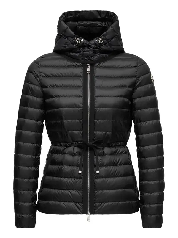 Moncler Raie Hooded Short Down Jacket With Grosgrain Detail - Black