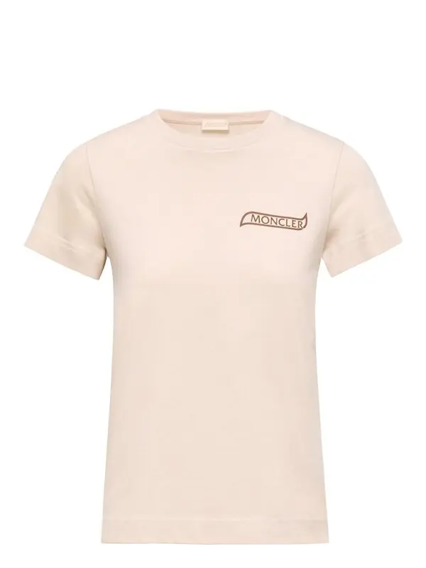 Moncler Logo Cotton T-shirt - Beige