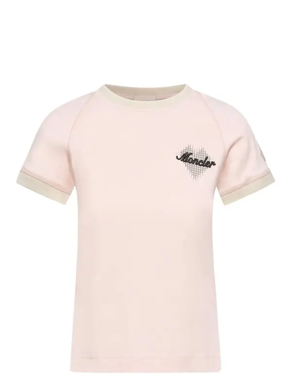 Moncler Heart Logo Cotton T-shirt - Pink