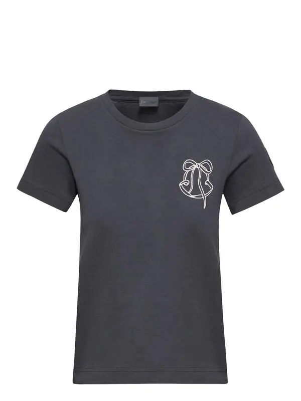 Moncler Embroidered Logo Cotton T-shirt - Blue