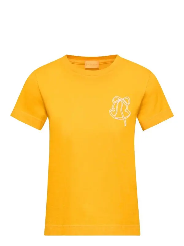 Moncler Embroidered Logo Cotton T-shirt - Yellow