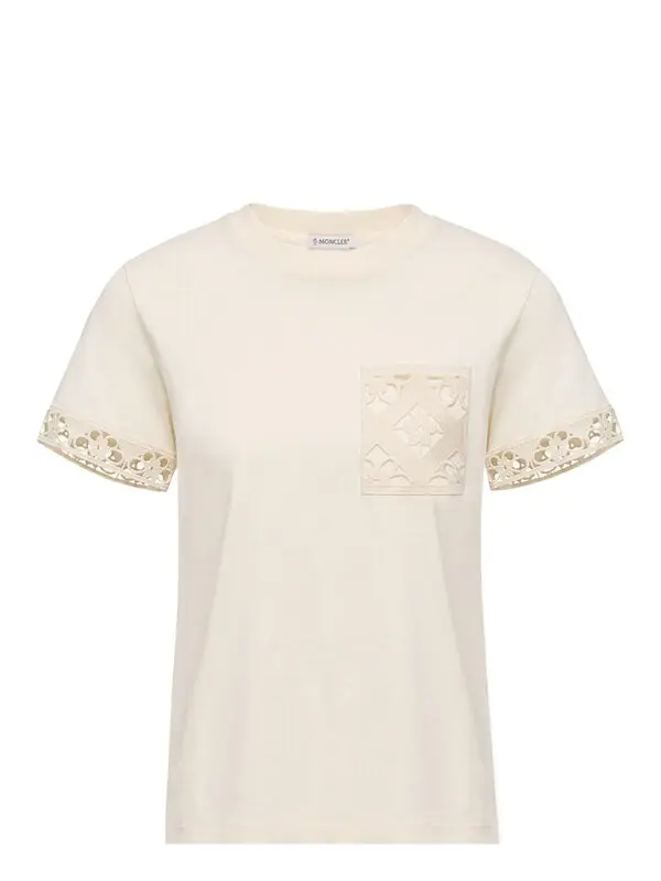 Moncler Macramé-trimmed Cotton T-shirt - White