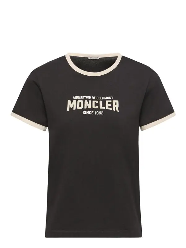 Moncler Flock Logo Jersey T-shirt - Black