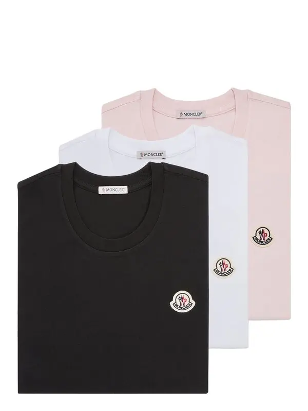 Moncler Logo Patch Cotton T-shirt Set - Multicolor
