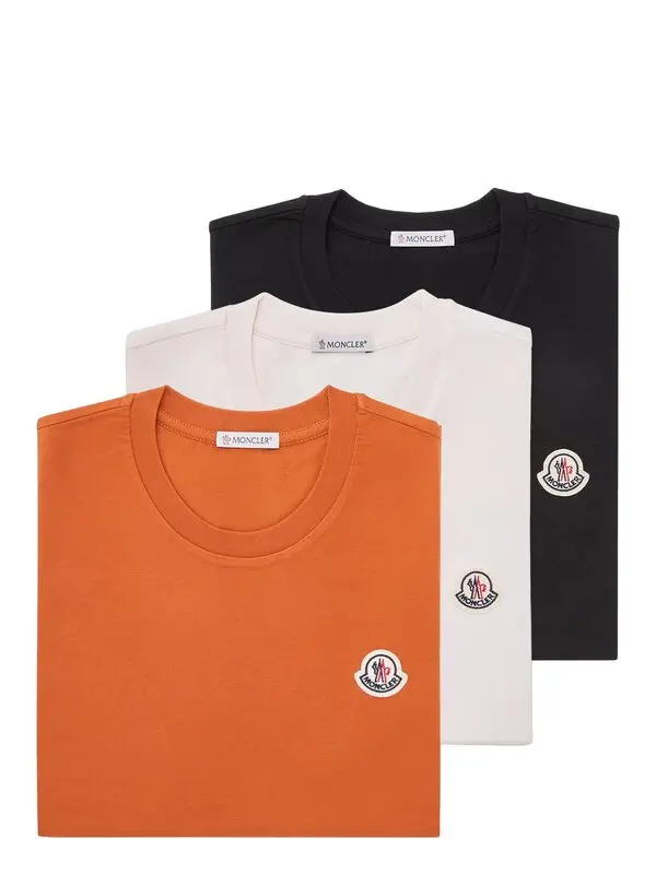Moncler Cotton T-shirt Set With Logo Patch - Multicolor