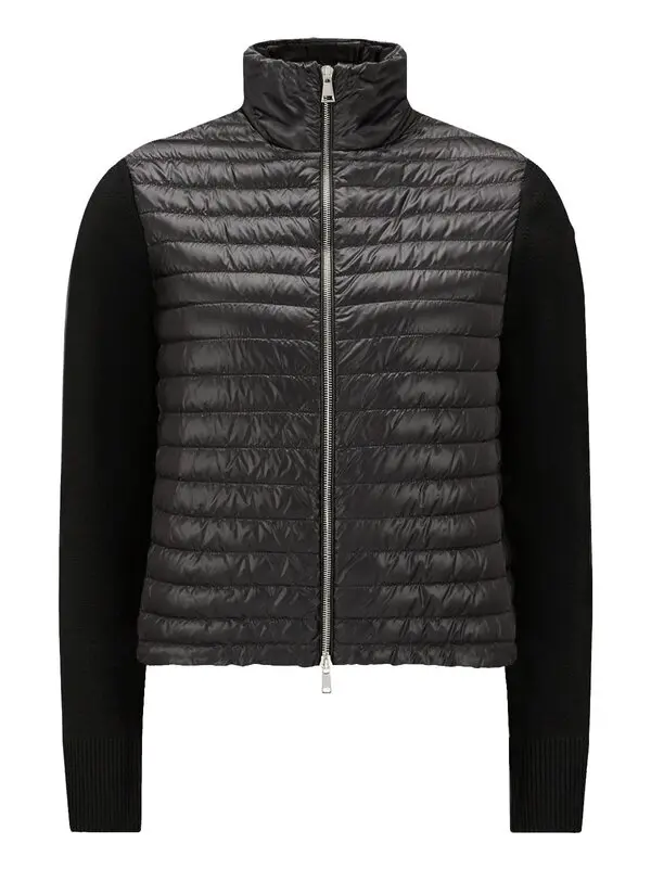 Moncler Padded Wool Zip-up Cardigan - Black