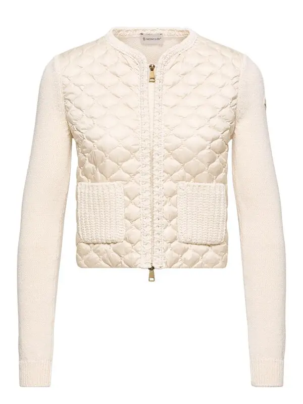 Moncler Geometric-quilted Zip-up Cardigan - White