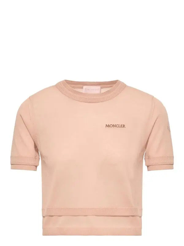 Moncler Double-trimmed Cotton Blend Crêpe T-shirt - Pink