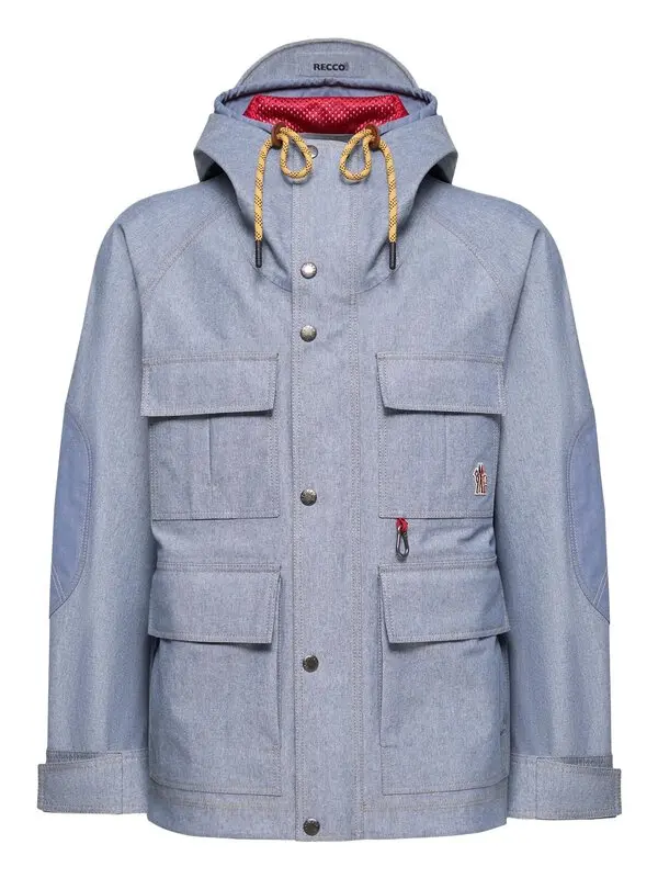 Moncler Ajaccio Chambray Hooded Field Jacket - Blue