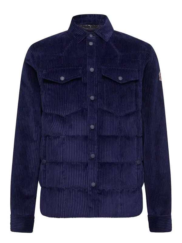 Moncler Gelt Corduroy Down Shirt Jacket - Blue