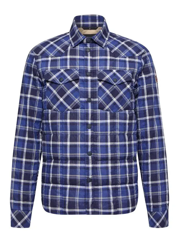 Moncler Gelt Check Cotton Blend Down Shirt Jacket - Multicolor