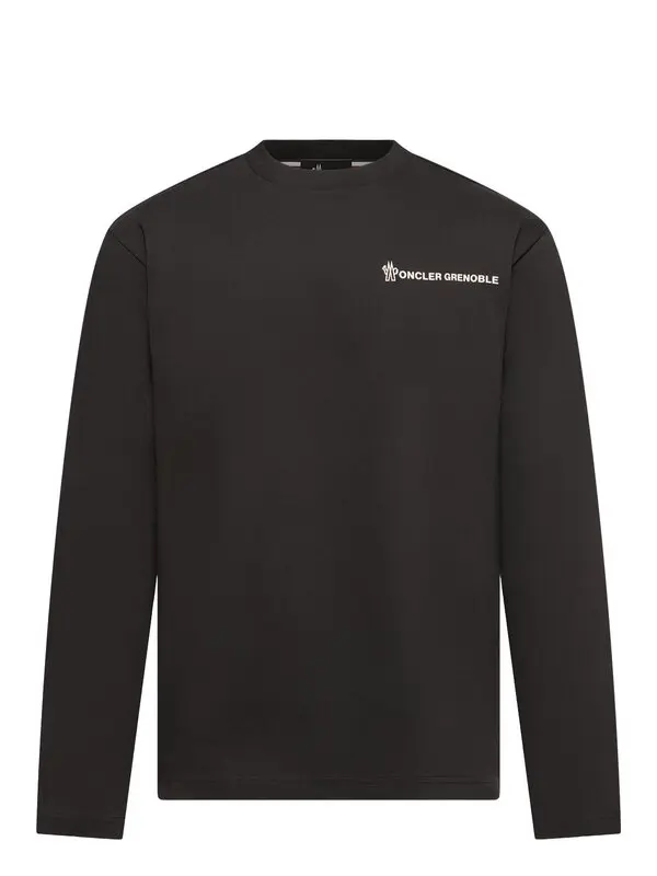Moncler Logo Long Sleeve Cotton T-shirt - Black