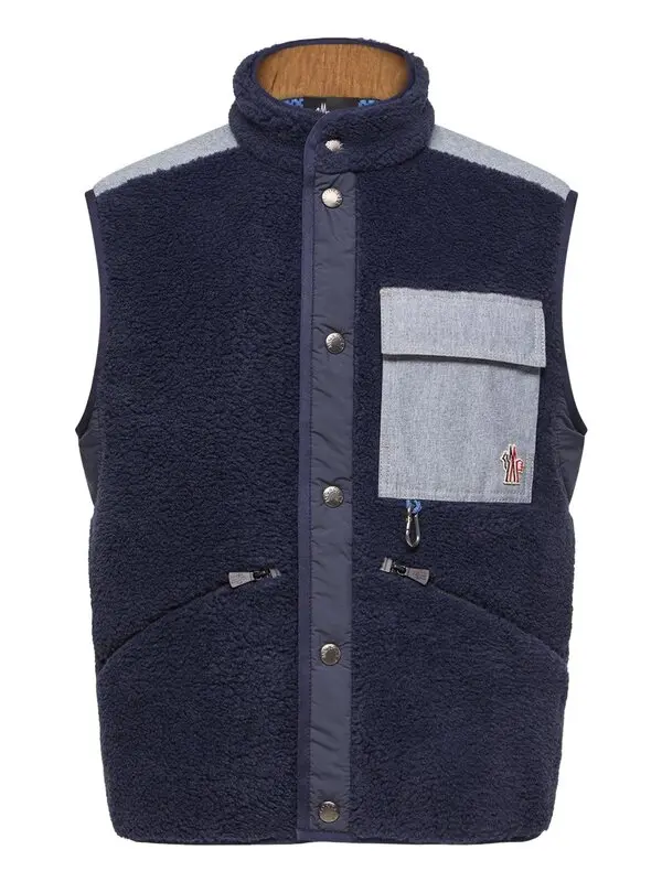 Moncler Teddy & Chambray Vest - Blue