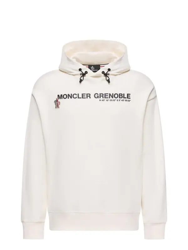 Moncler Cotton Hoodie With Logo Detail - Grey