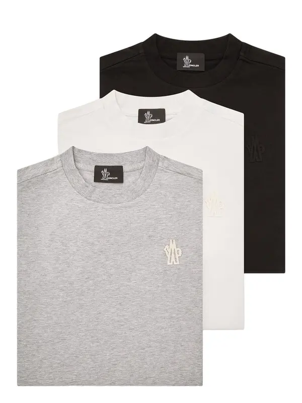 Moncler Logo Patch Cotton Blend T-shirt Pack - Multicolor