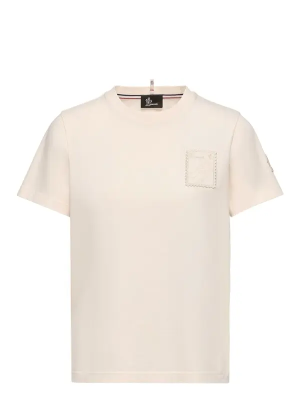 Moncler Botanical Patch Stretch Cotton Blend T-shirt - White