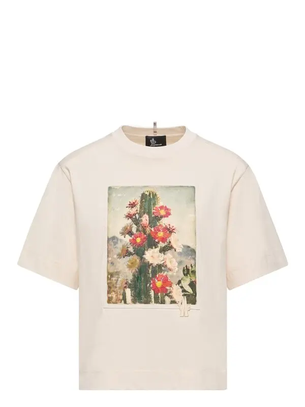 Moncler Landscape Print Cotton T-shirt - White