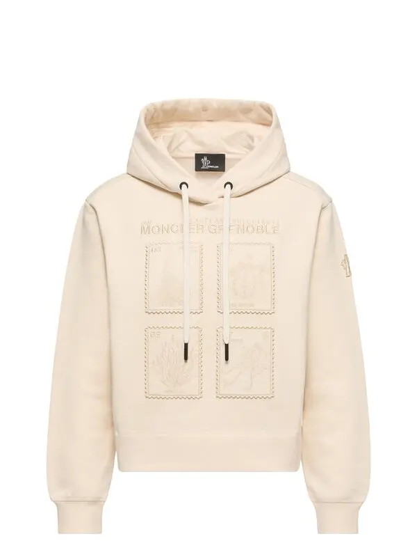 Moncler Botanical Patches Cotton Hoodie - White