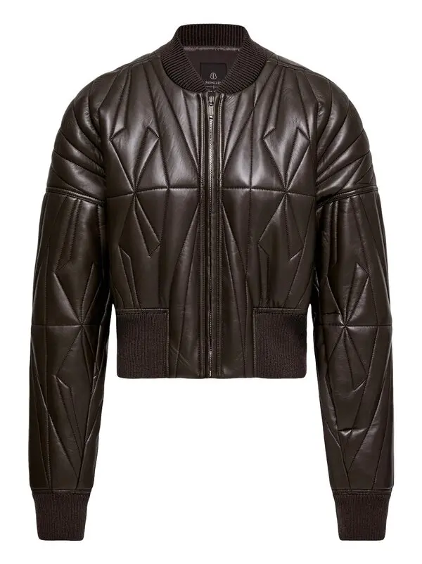 MONCLER + RICK OWENS Geocamo Nappa Leather Bomber Jacket - Brown