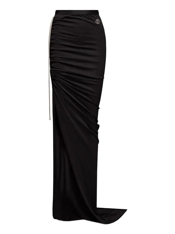 MONCLER + RICK OWENS Cotton Jersey Skirt With Front Slit - Black