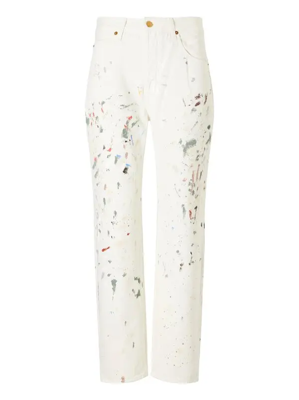 JAMIE HALLER The Slouch Paint-splattered Low-rise Boyfriend Jeans - Gray