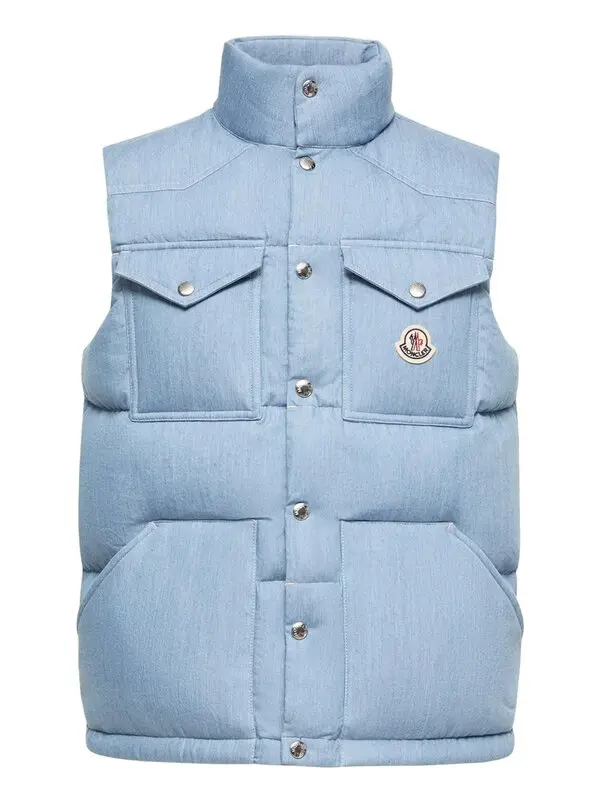 Moncler Ervional Denim Down Vest - Blue