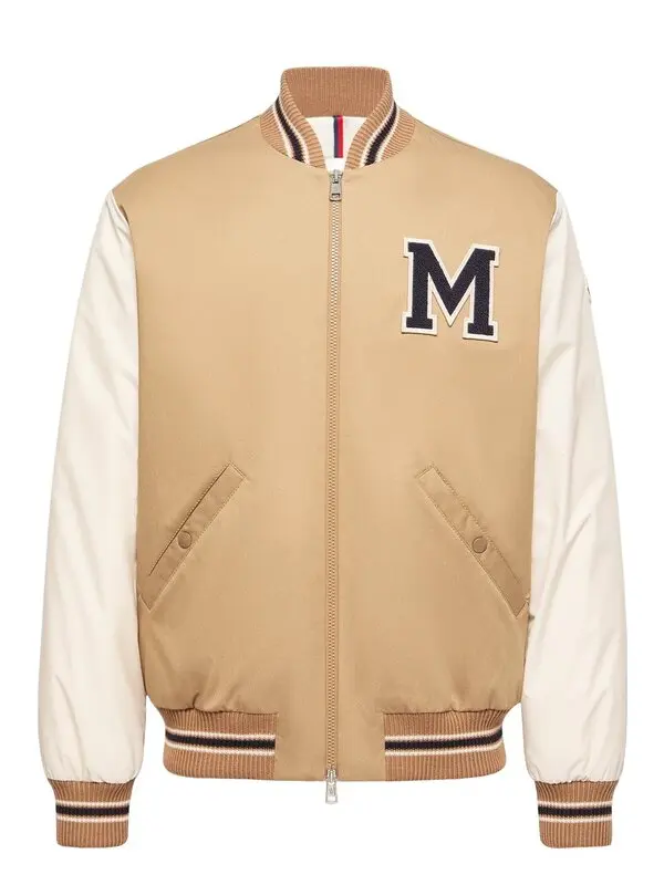Moncler Oreane Cotton Blend Varsity Down Jacket - Beige
