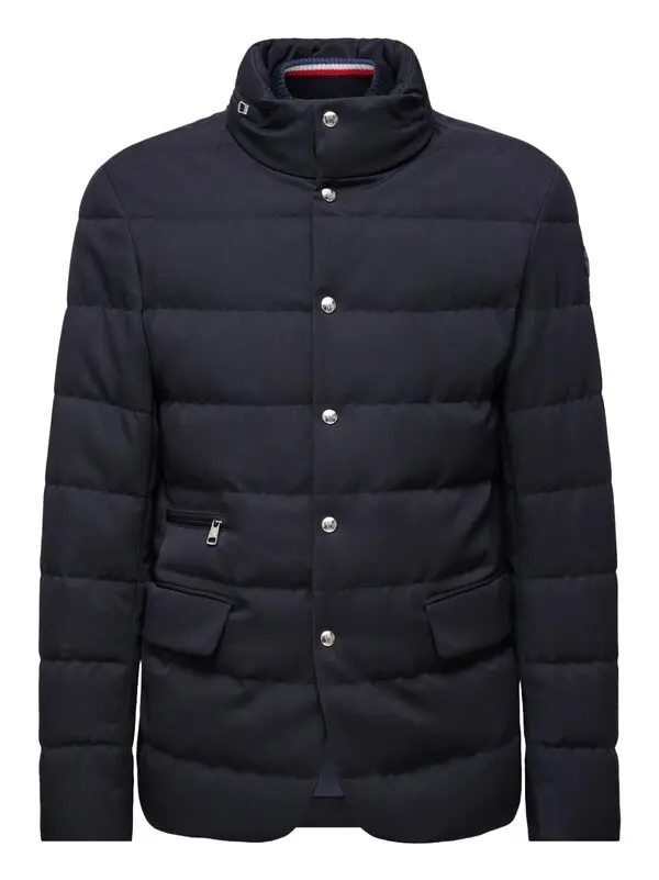 Moncler Bess Hooded Wool Short Down Jacket - Blue
