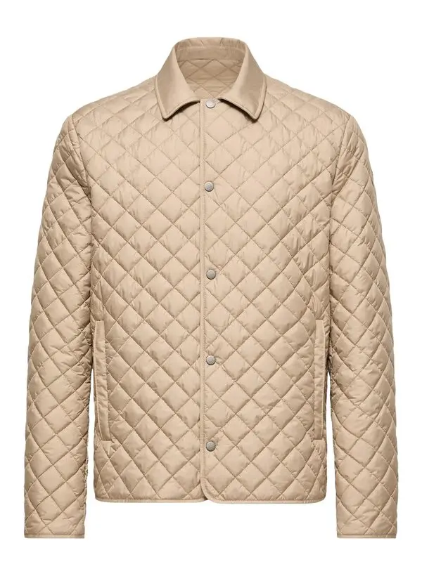 Moncler Avrelie Diamond Quilted Shirt Jacket - Beige