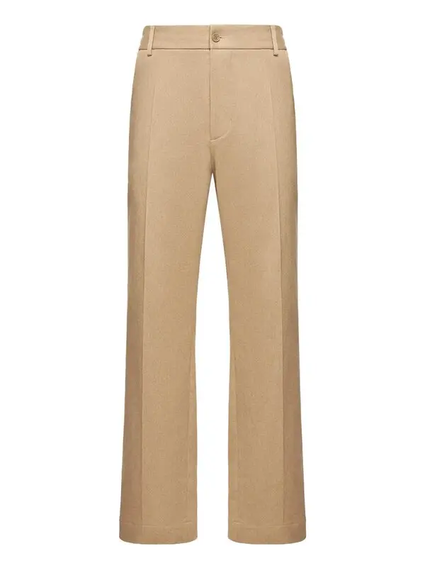 Moncler Tailored Cotton Pants With Drawstring Waistband - Beige