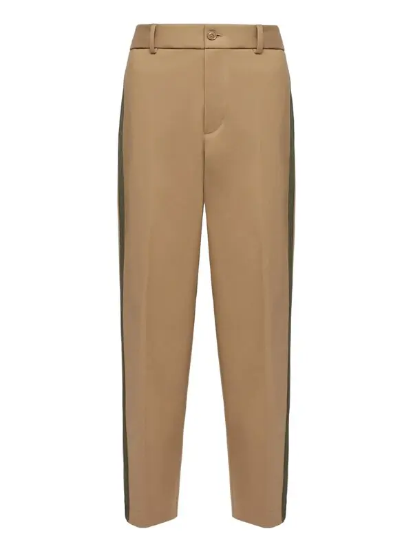 Moncler Tailored Cotton Blend Pants With Drawstring Waistband - Beige