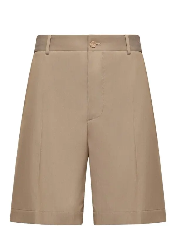 Moncler Wool Blend Gabardine Bermuda Shorts - Beige