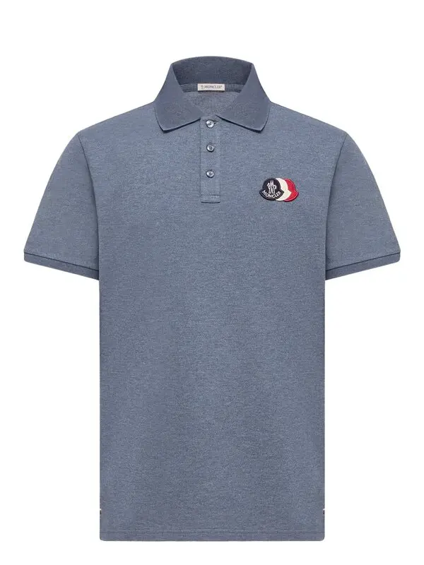 Moncler Cotton Piquet Polo Shirt - Blue