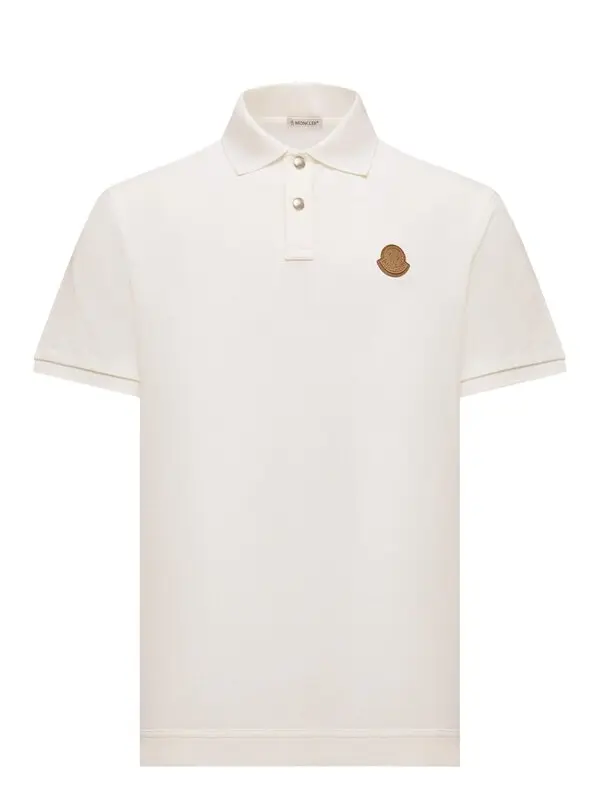 Moncler Logo Patch Cotton Piquet Polo Shirt - White