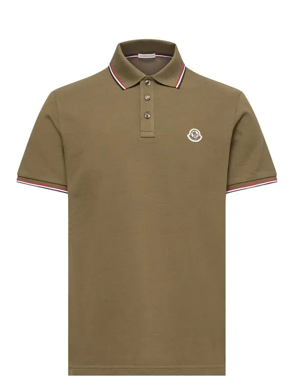 Moncler Tricolor-trimmed Cotton Piquet Polo Shirt - Green