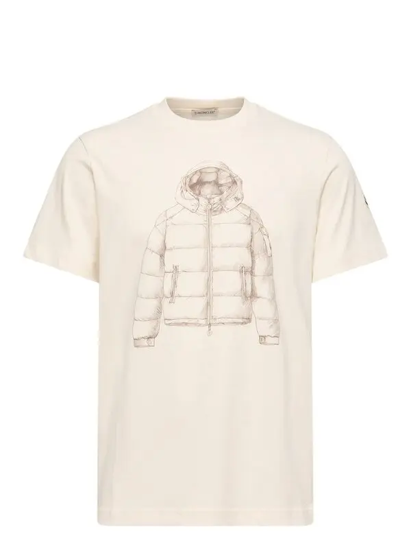 Moncler Down Jacket Print Cotton T-shirt - White