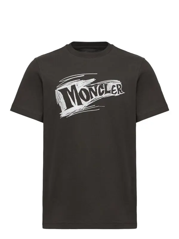 Moncler Sketch Logo Cotton T-shirt - Black