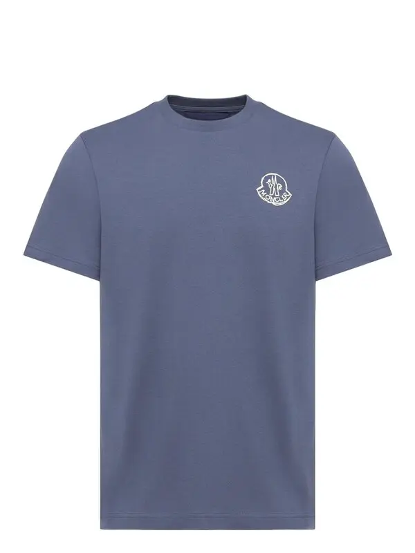 Moncler Cotton Jersey Logo Patch T-shirt - Blue