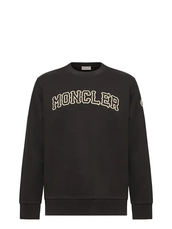 Moncler Cotton Fleece Logo Sweatshirt - Black