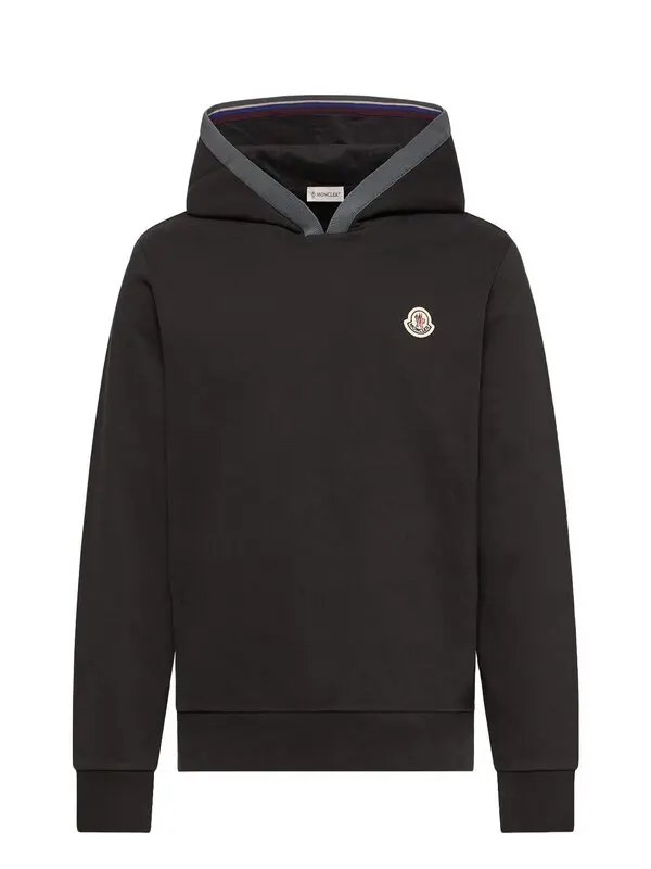 Moncler Brushed Cotton Logo Hoodie - Black