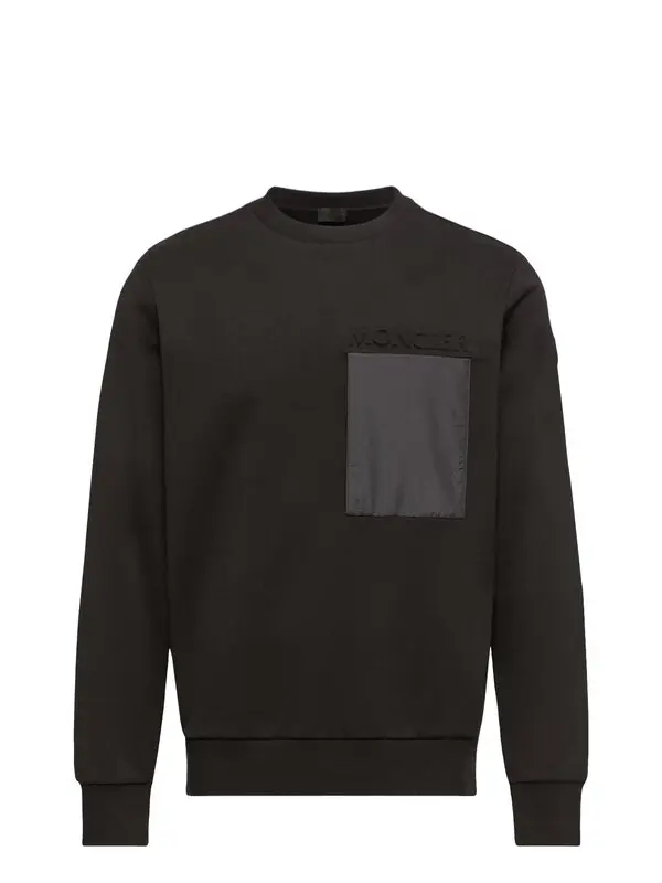 Moncler Cotton Sweatshirt With Nylon Pocket - Black