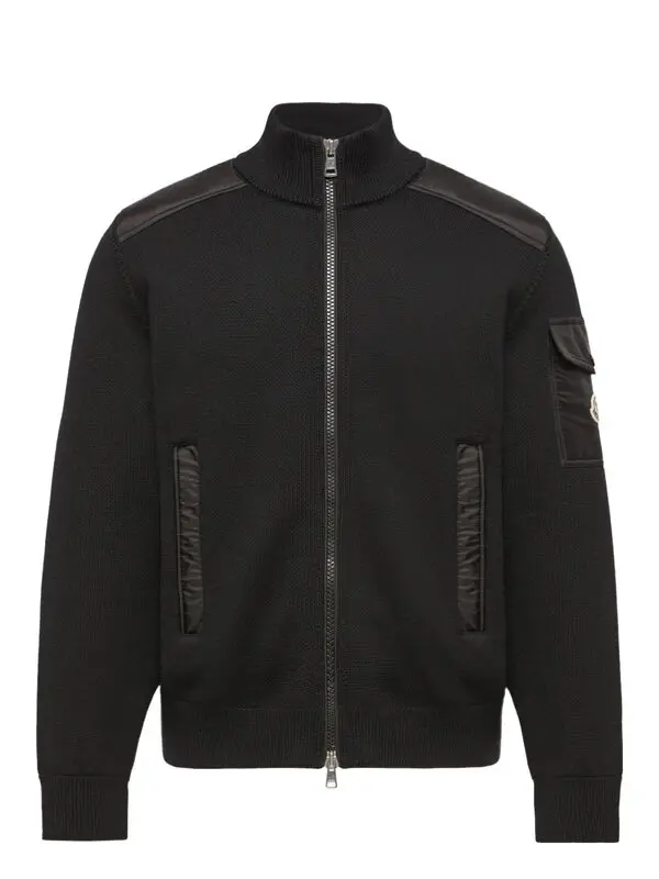 Moncler Padded Wool Zip-up Cardigan - Black
