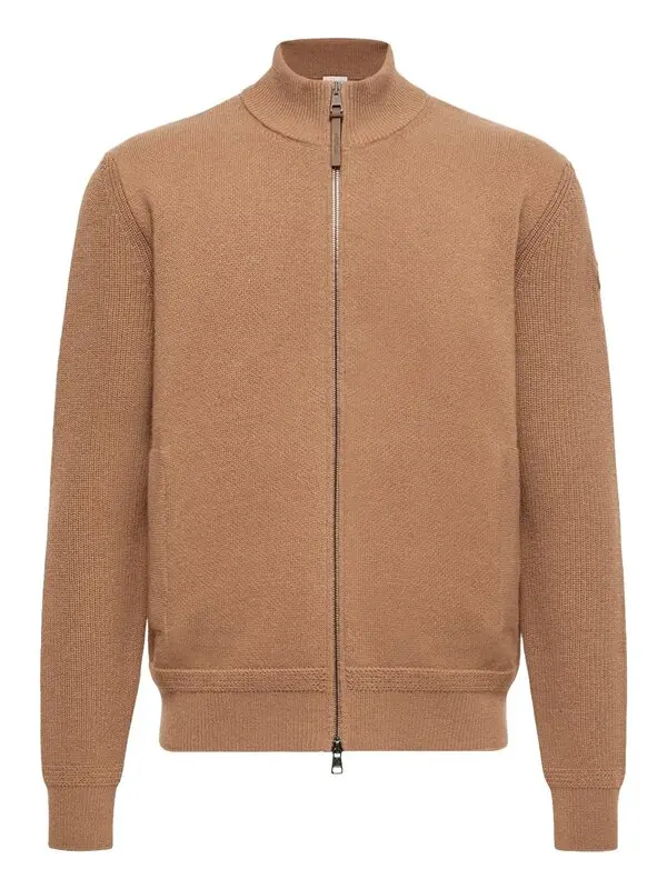 Moncler Wool & Cashmere Zip-up Cardigan - Brown