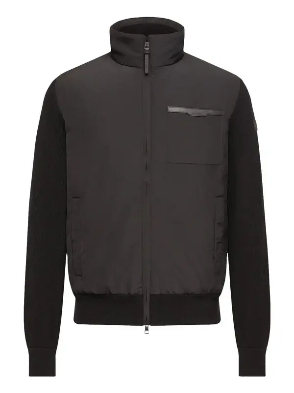 Moncler Wool & Cashmere Padded Zip-up Cardigan - Black