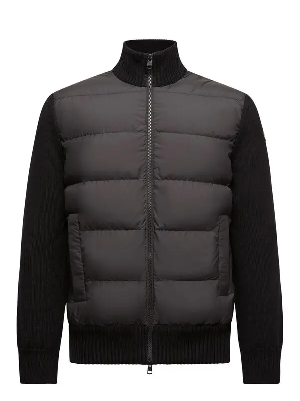 Moncler Padded Wool Zip-up Cardigan - Black