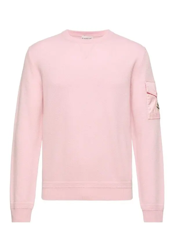 Moncler Extra Fine Wool Crew Neck Sweater With Sleeve Pocket - Pink