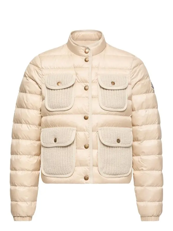 Moncler Furet Wool & Cashmere Trimmed Short Down Jacket - Beige