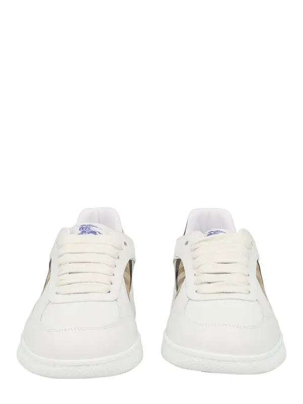Burberry Calf Leather "terrace" Sneakers With Check Detail - White