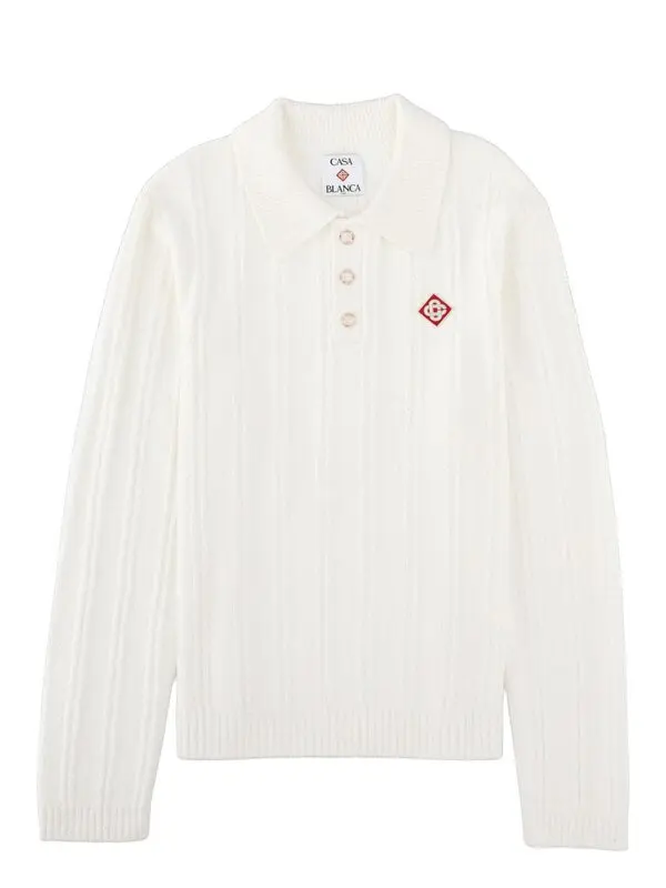 Casablanca Polo A Manica Lunga In Boucl - White
